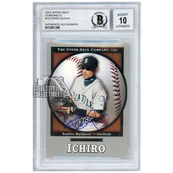 Ichiro Suzuki 2003 Upper Deck Standing O Autograph Card #70 BAS 10 ...