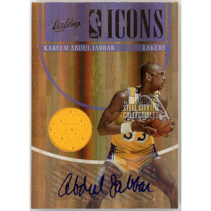 Kareem Abdul-Jabbar 2010-11 Panini Absolute Icons Jersey Autograph Card ...
