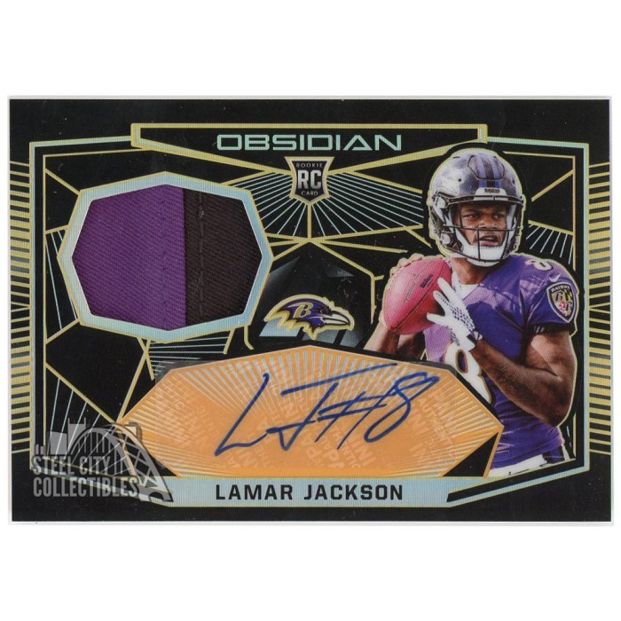 Lamar Jackson 2018 Panini Obsidian Orange Rookie Patch Autograph Card ...