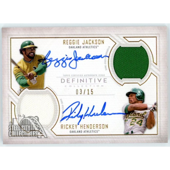 Reggie Jackson Rickey Henderson 2019 Topps Definitive Dual Jersey ...