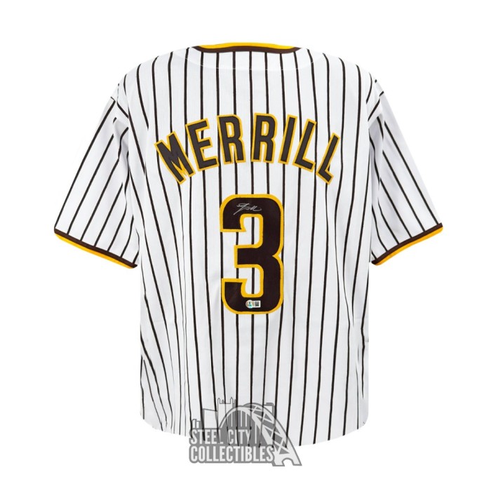 Jackson Merrill Autographed San Diego Custom White Pinstripe Baseball ...