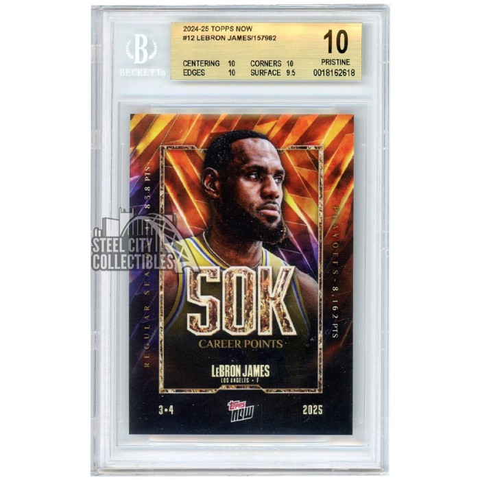 LeBron James 2024-25 Topps Now 50k Career Points Card #12 BGS 10 ...