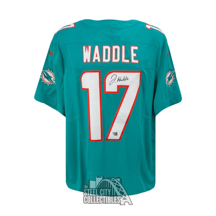 Jaylen Waddle Autographed Miami Dolphins Aqua Nike Football Jersey ...
