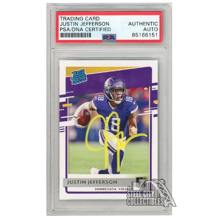 Justin Jefferson 2020 Panini Donruss Rated Rookie Autograph Card #313 ...