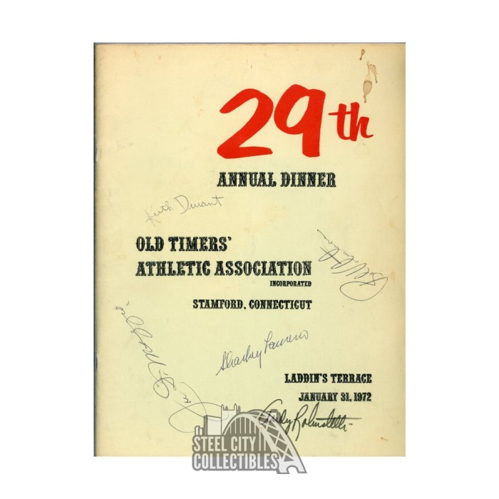 Joe DiMaggio Autographed 29th Annual Old Timers Association Program ...