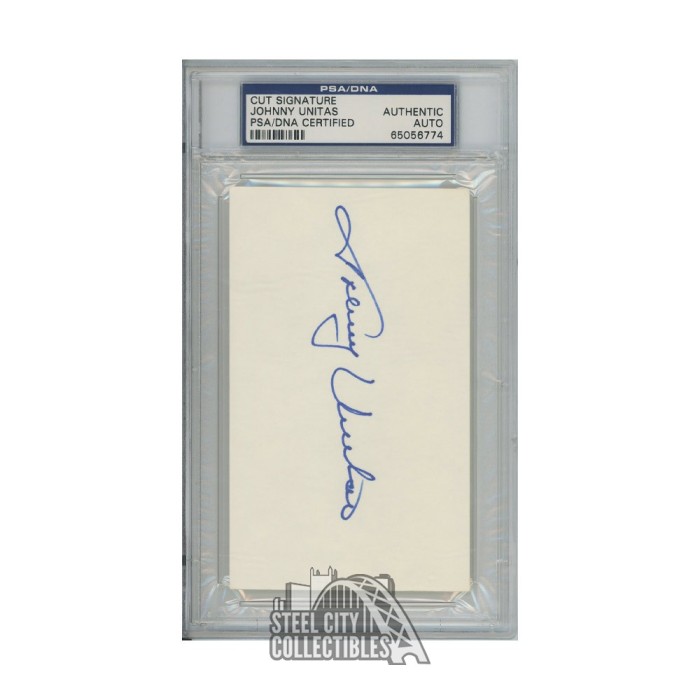 Johnny Unitas Autograph Cut Signature Index Card - PSA/DNA | Steel City ...