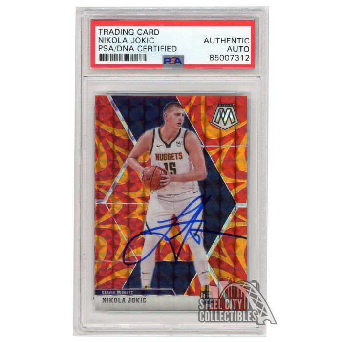 Nikola Jokic 2019-20 Panini Mosaic Reactive Orange Autograph Card #171 ...