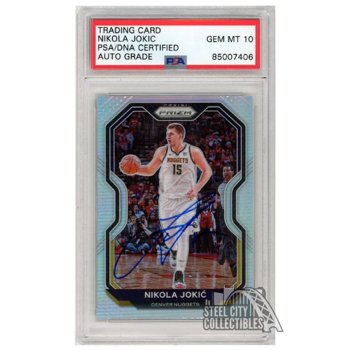 Nikola Jokic 2020-21 Panini Prizm Silver Autograph Card #114 PSA/DNA 10 ...