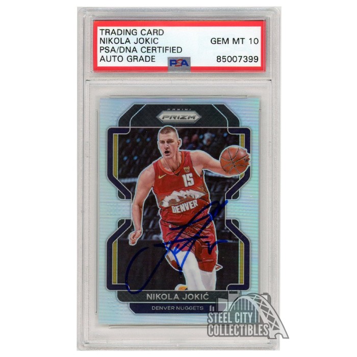 Nikola Jokic 2021-22 Panini Prizm Silver Autograph Card #32 PSA/DNA 10 ...