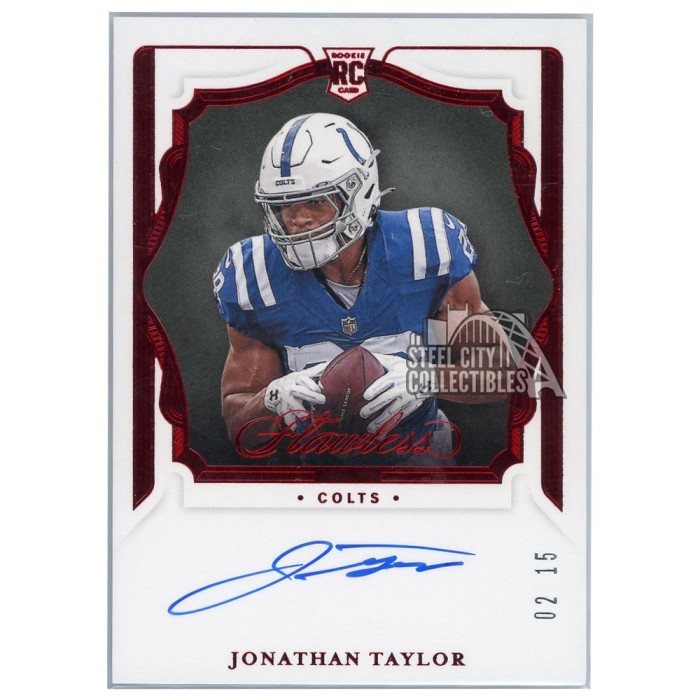 Jonathan Taylor 2020 Panini Flawless Rookie Shadow Red Autograph Card # ...