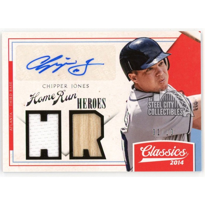 Chipper Jones 2014 Panini Classics Home Run Heroes Relic Autograph Card ...