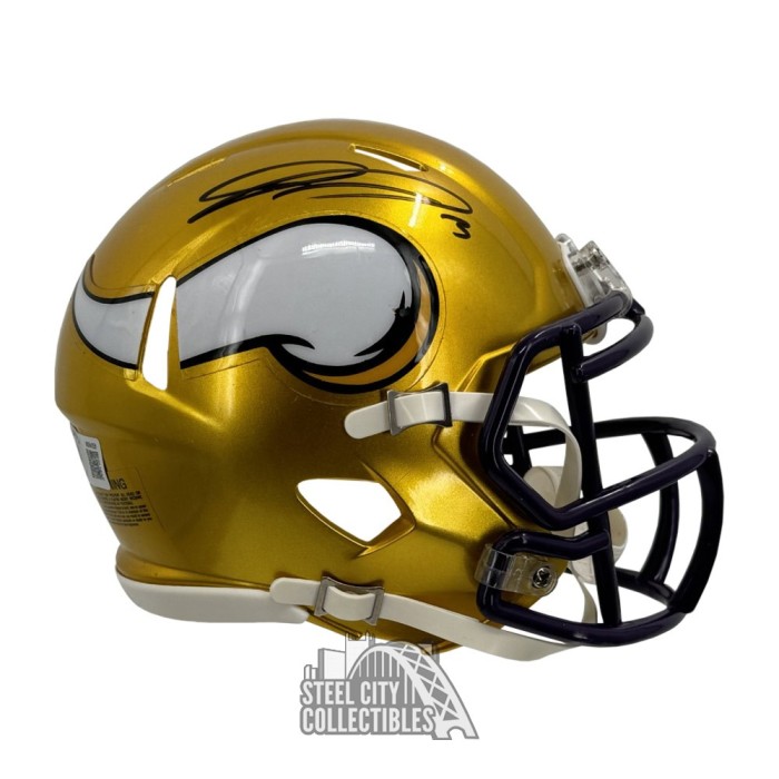 Jordan Addison Autographed Minnesota Flash Mini Football Helmet - BAS ...