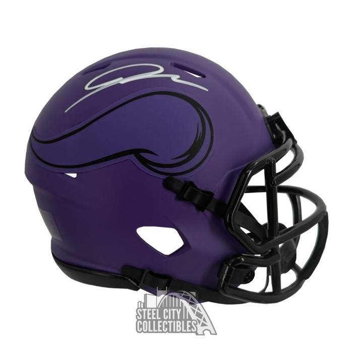 Jordan Addison Autographed Minnesota Vikings RAVE Mini Football Helmet ...