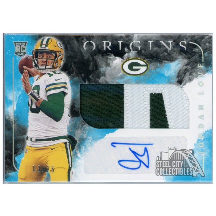Jordan Love 2020 Panini Origins Turquoise Autograph Rookie Patch Card ...