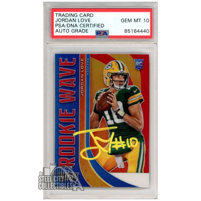Jordan Love 2020 Panini Playoff Rookie Wave Autograph Card #RW-11 PSA ...