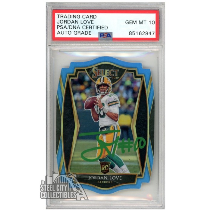 Jordan Love 2020 Panini Select Premier Level Light Blue Die Cut ...