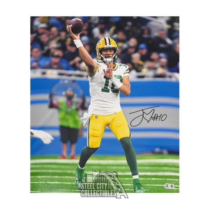 Jordan Love Autographed Green Bay 16x20 Football Photo - BAS (White ...