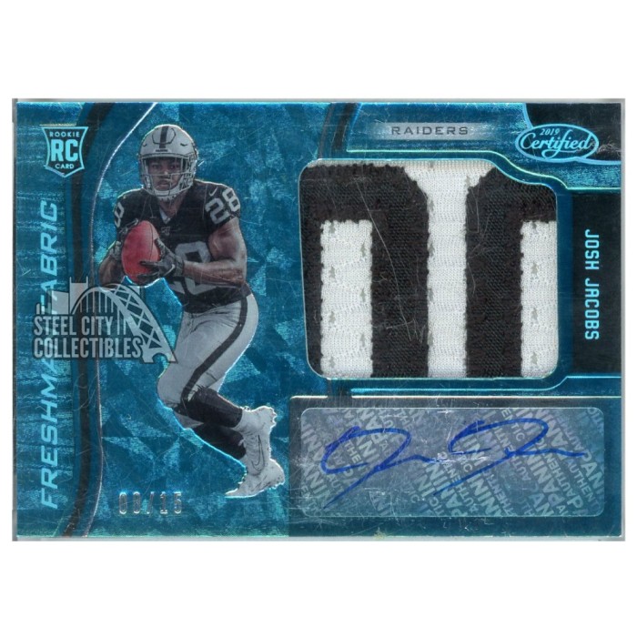 Josh Jacobs 2019 Panini Certified Freshman Fabric Autograph Rookie ...