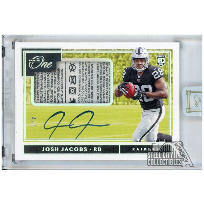 Josh Jacobs 2019 Panini One Autograph Rookie Laundry Tag Patch Card #5 ...