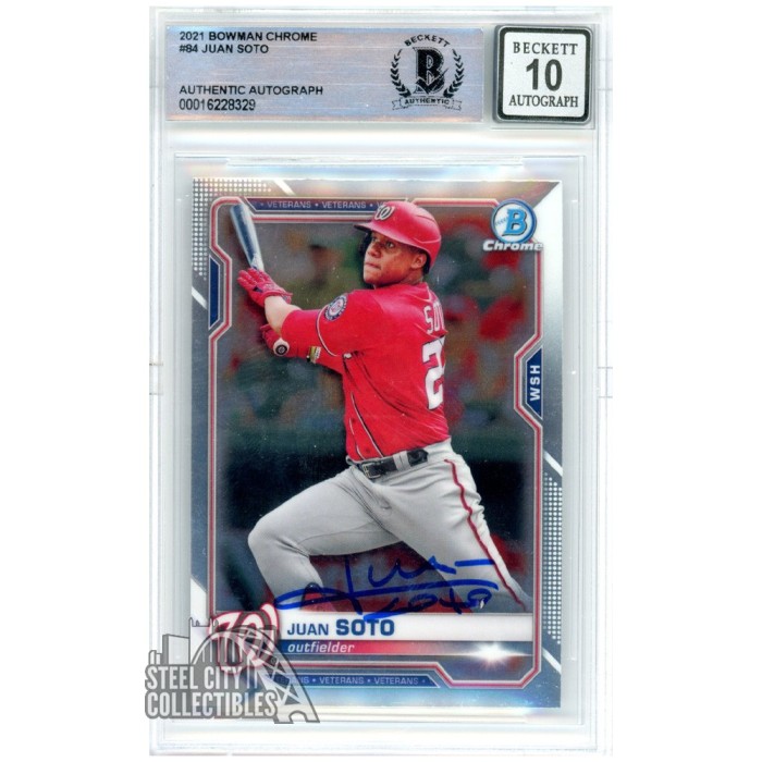 Juan Soto 2021 Bowman Chrome Autograph Baseball Card #84 BAS 10 | Steel ...