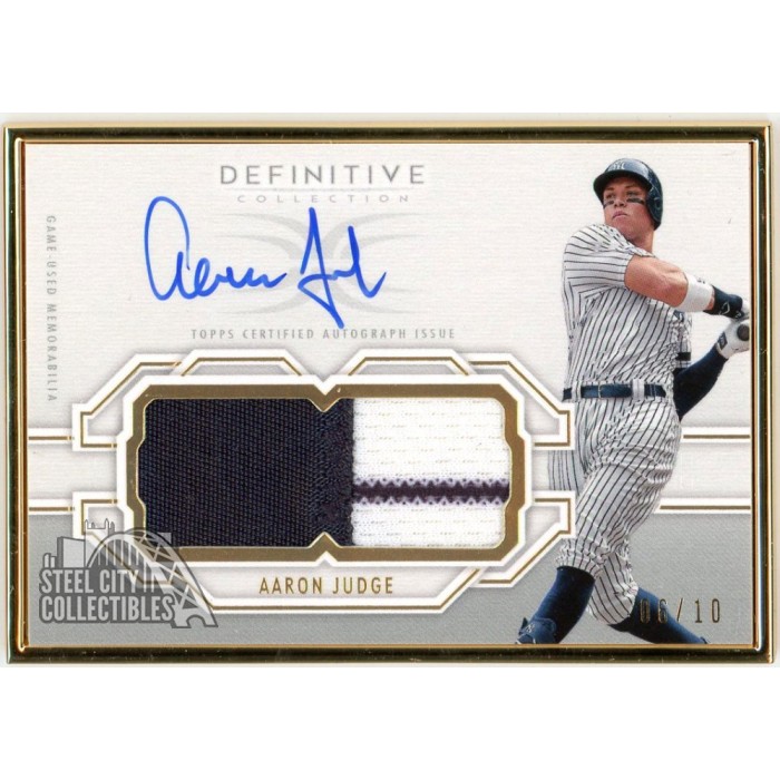 Aaron Judge 2020 Topps Definitive Framed Patch Autograph Card #FAC-AJ 6 ...