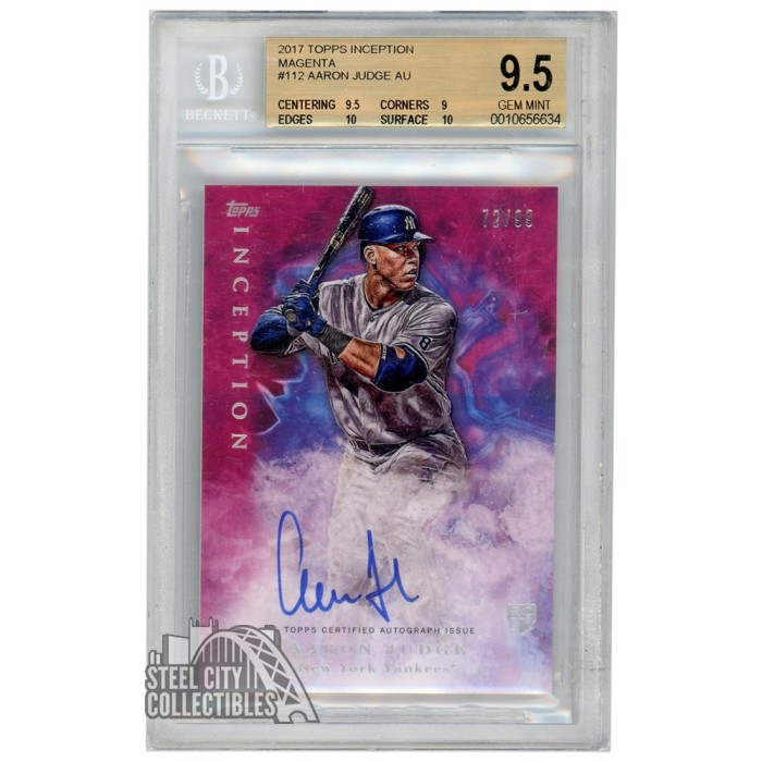 Aaron Judge 2017 Topps Inception Magenta Rookie Autograph Card 72/99 ...