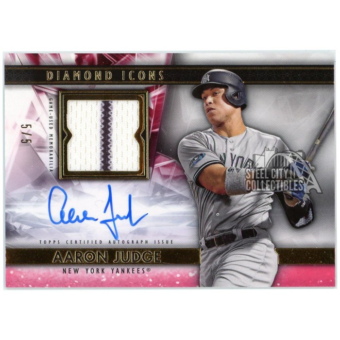Aaron Judge 2019 Topps Diamond Icons Game-Used Jersey Autograph Card # ...