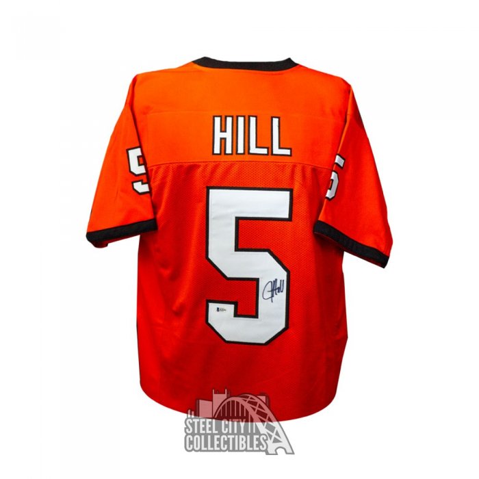 Justice Hill Autographed Custom Oklahoma State Football Jersey BAS COA ...