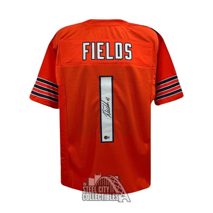 Justin Fields Autographed Chicago Custom Orange Football Jersey - BAS ...