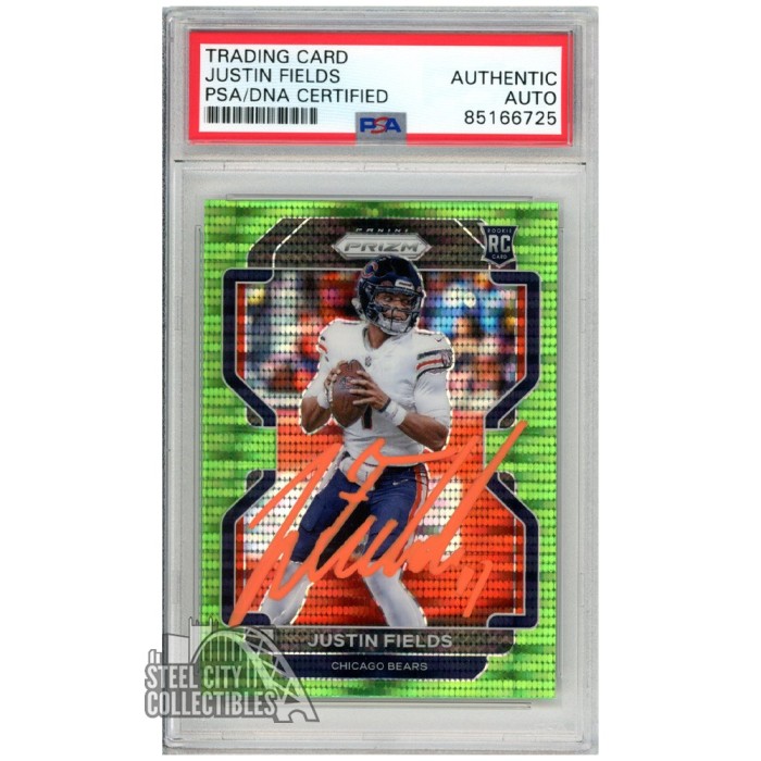 Justin Fields 2021 Panini Prizm Green Pulsar Autograph Rookie Card #334 ...
