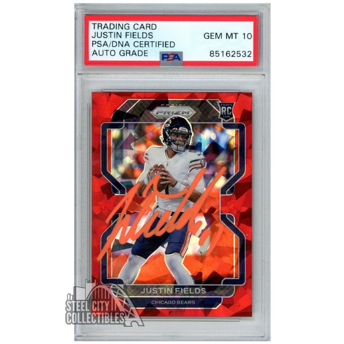 Justin Fields 2021 Panini Prizm Red Ice Autograph Rookie Card #334 PSA ...