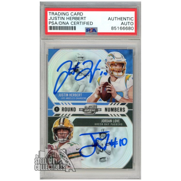 Justin Herbert / Jordan Love 2020 Panini Contenders Optic Silver Round ...