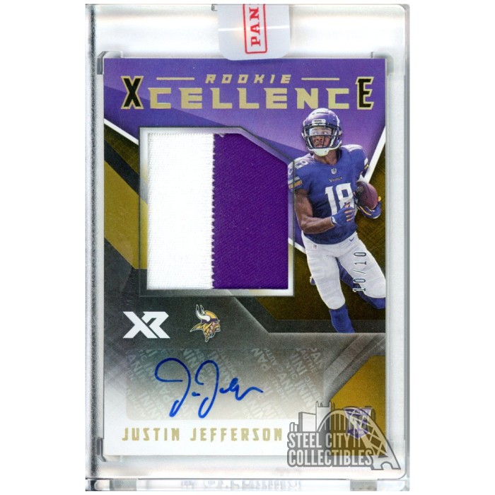 Justin Jefferson 2020 Panini XR Rookie Xcellence Autograph Patch Card # ...