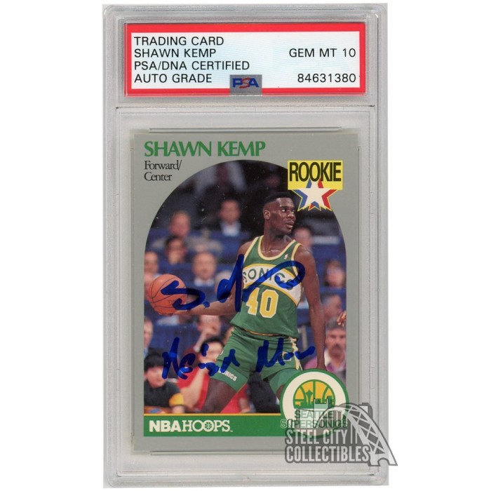 Shawn Kemp 1990-91 NBA Hoops Autograph RC Card "Reign Man" #279 PSA/DNA ...