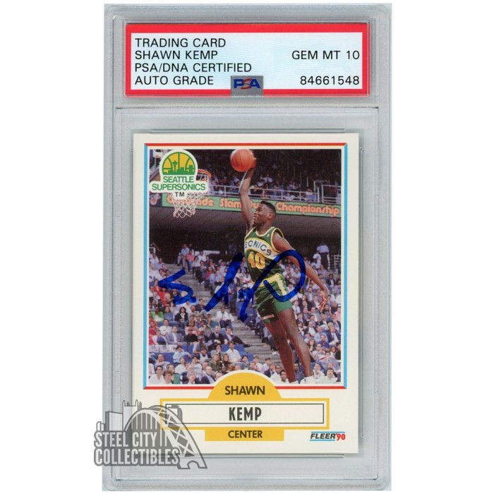 Shawn Kemp 1990-91 Fleer Autograph Rookie Card #178 PSA/DNA 10 | Steel ...
