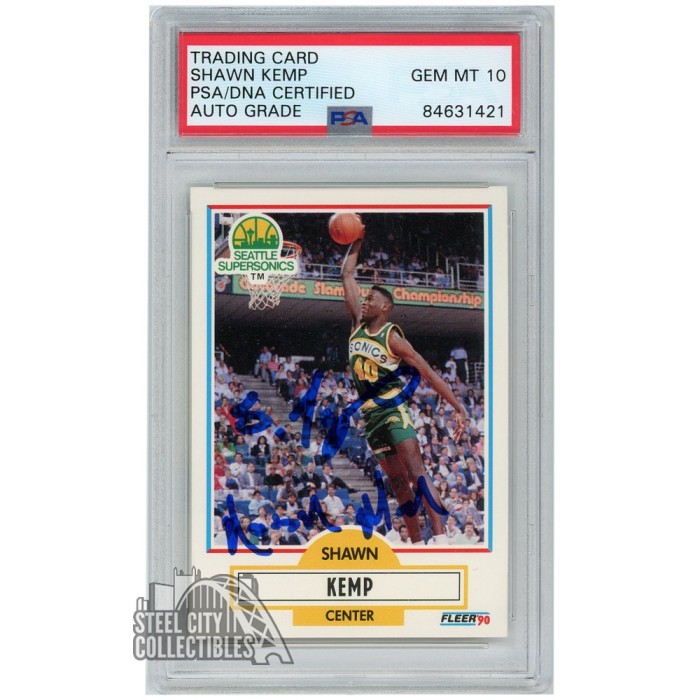Shawn Kemp 1990-91 Fleer Autograph RC Card "Reign Man" #178 PSA/DNA 10 ...
