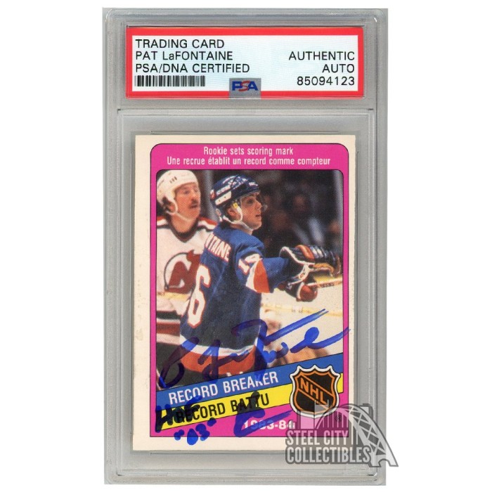 Pat LaFontaine 1984-85 O-Pee-Chee Record Breaker Autograph Rookie Card ...