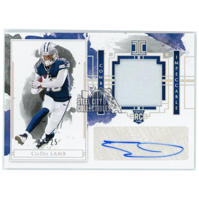 CeeDee Lamb 2020 Panini Impeccable Silver Rookie Patch Autograph Card # ...