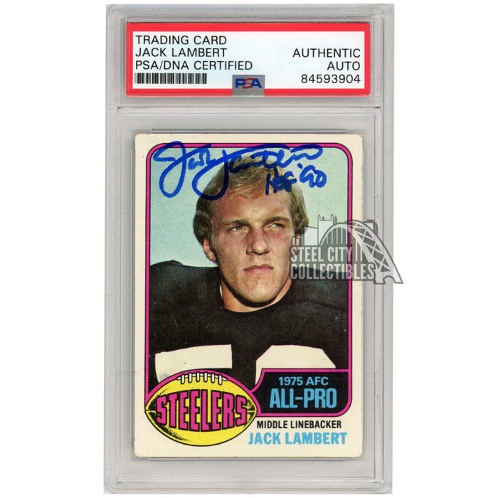 Jack Lambert 1976 Topps "HOF 90" Autograph Rookie Card #220 PSA/DNA ...