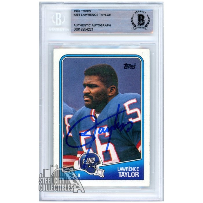 Lawrence Taylor 1988 Topps Autograph Football Card #285 BAS | Steel ...