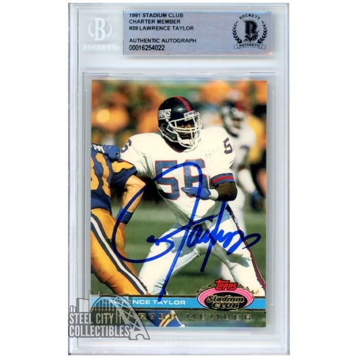 Lawrence Taylor 1991 Stadium Club Charter Member Autograph Football ...
