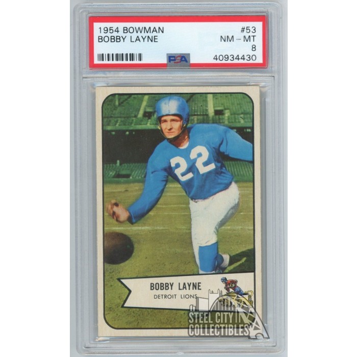Bobby Layne 1954 Bowman Card #53 PSA 8 NM-MT | Steel City Collectibles