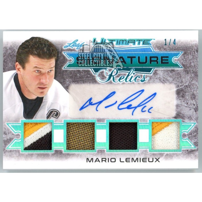 Mario Lemieux 2019-20 Leaf Ultimate Spectrum Quad Patch Autograph Card ...