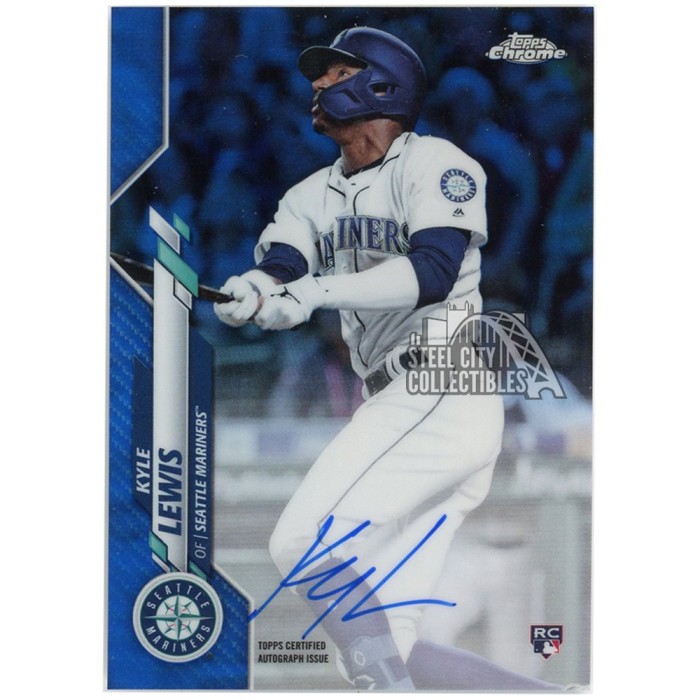 Kyle Lewis 2020 Topps Chrome Blue Refractor Rookie Autograph Card #RA ...