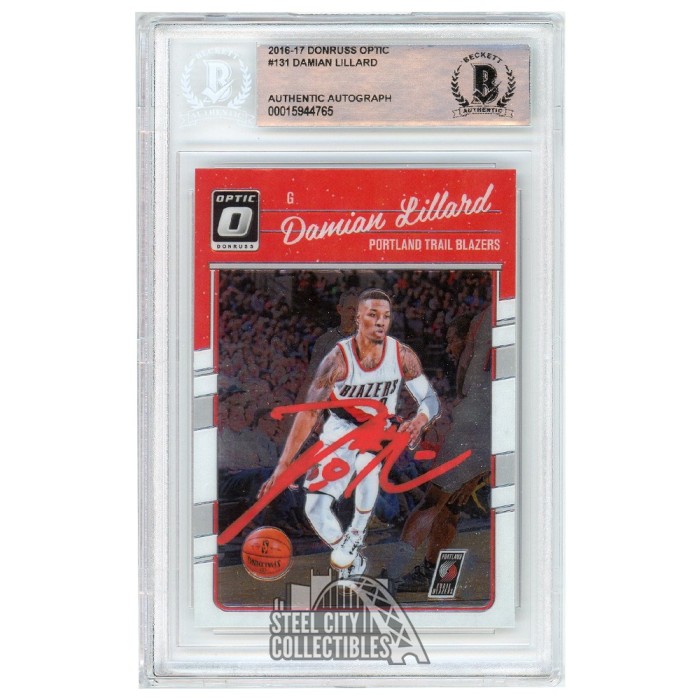 Damian Lillard 2016-17 Panini Donruss Optic Autograph Card #131 BAS ...
