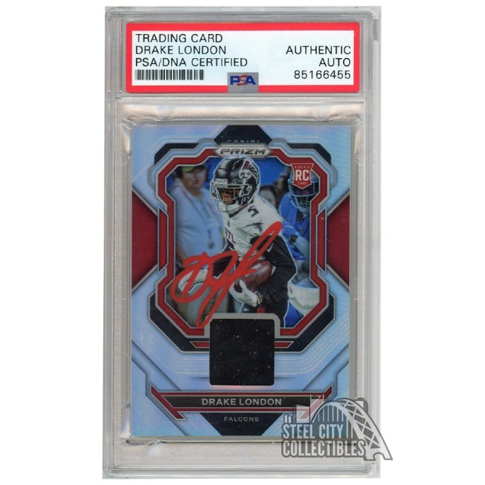 Drake London 2022 Panini Prizm Jersey Autograph Rookie Card #PJ-DL PSA ...