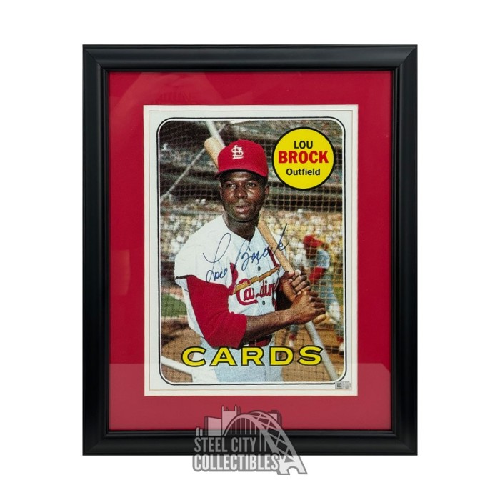 Lou Brock Autographed St Louis 1969 Topps 11x14 Framed Photo - MLB ...