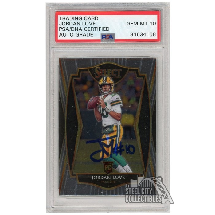 Jordan Love 2020 Panini Select Premier Level Autograph RC Card #147 PSA ...