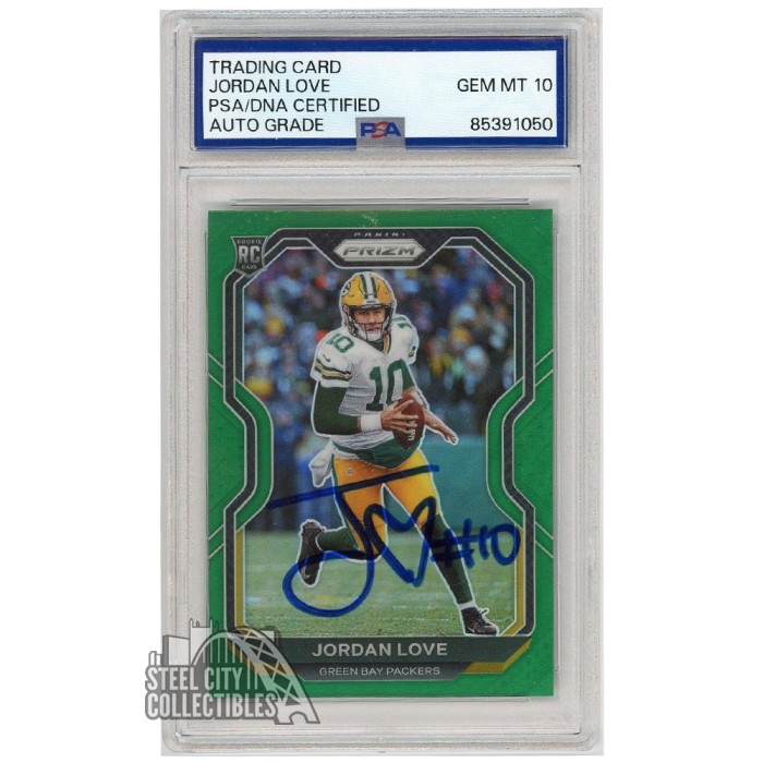 Jordan Love 2020 Panini Prizm Green Autograph Rookie Card #363 PSA/DNA ...