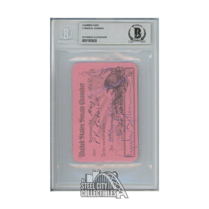 Lyndon B Johnson Autographed United States Senate Chamber Card - BAS ...